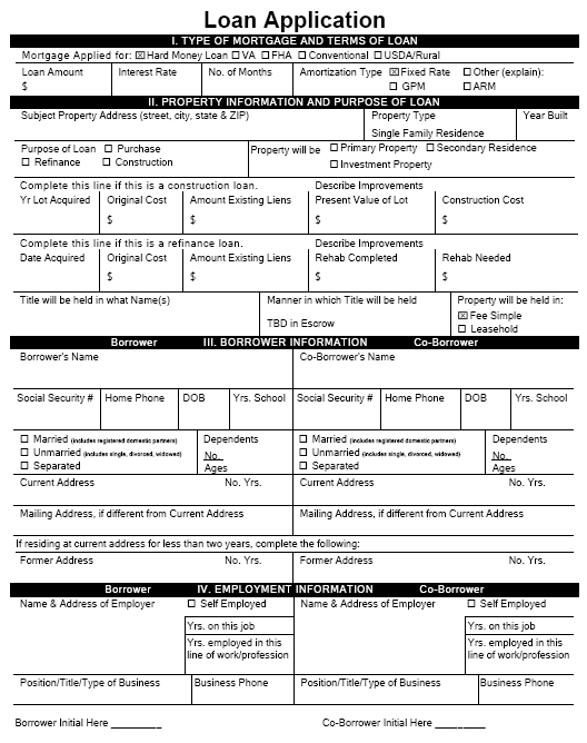 Hard Money Loan Applications Hard Money Loan Applications